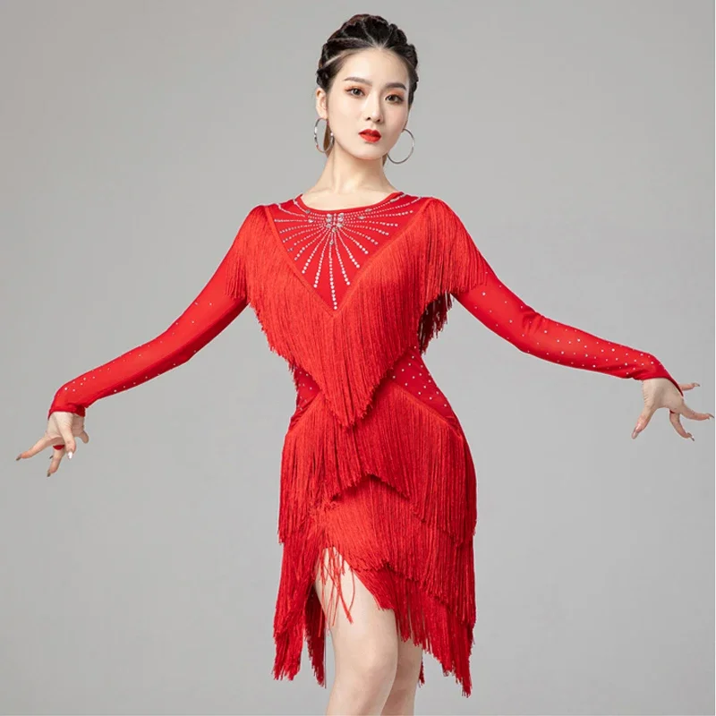 Women-Competition-Tassel-Ballroom-Swing-Cha-Cha-Salsa-Rumba-Samba-Tango ...