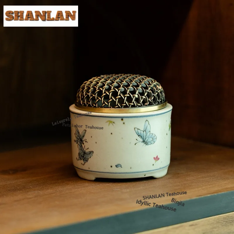 Blue And White Ru Kiln Butterfly Incense Holder Zen Garden Incense ...