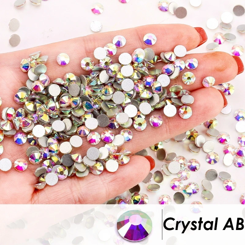 High-Quality-Glass-Flat-Back-Rhinestones-Glitter-Crystal-AB-Stones ...