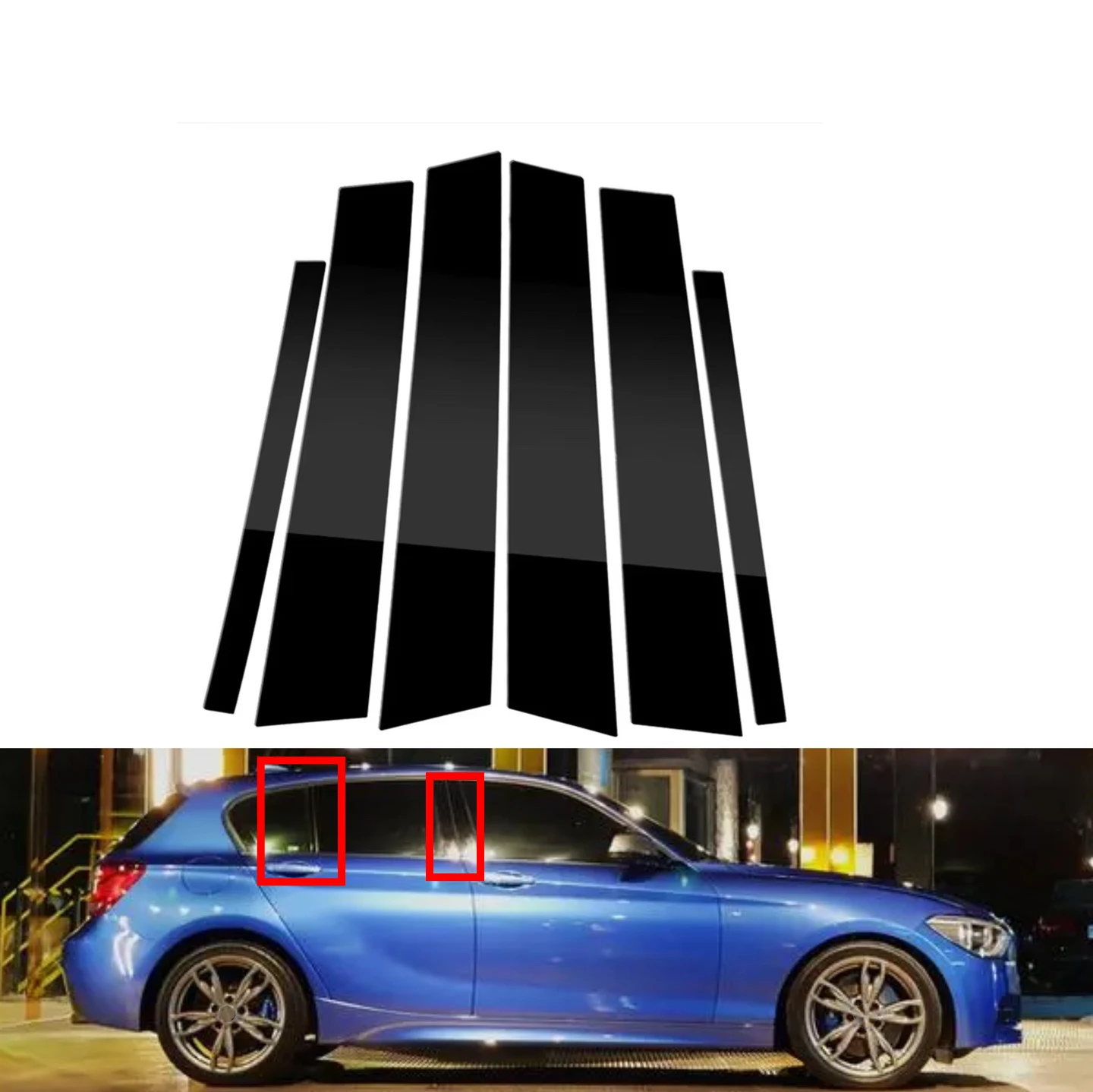 6Pcs Glossy Black Pillar Post For BMW 1-Series F20 2012 2013 2014-2019 ...
