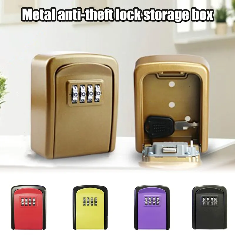 Mini Key Box 4 Digital Combination Password Lock Door Metal Outdoor ...