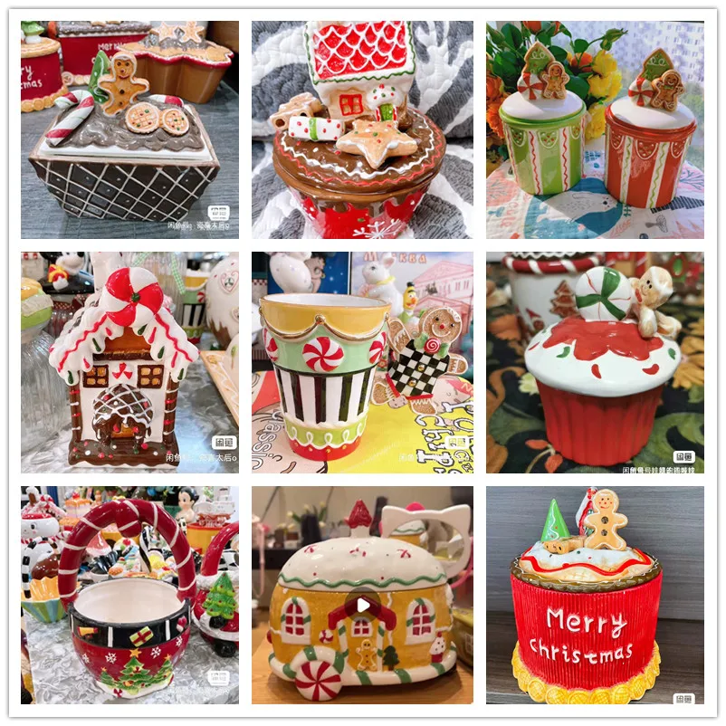 Santa Claus Christmas 3D Relief Colorful Handdrawn Ceramics Tank Jar ...