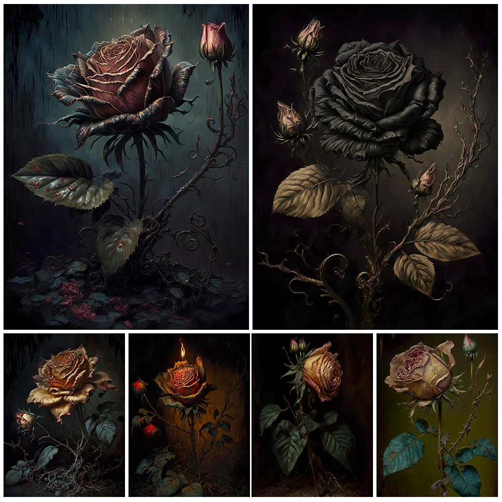 Vintage Black Roses Wallpaper