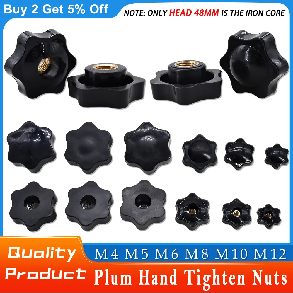 Black-Plum-Hand-Tighten-Nuts-Thumb-Clamping-Knob-Manual-Handle-Thread-Star-Mechanical-Torx-Thumb ...