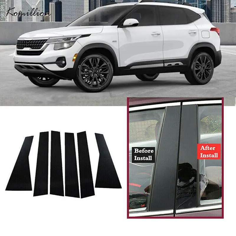 6Pcs-Car-Door-Window-Pillar-Posts-Trim-Cover-Sticker-Glossy-Black ...