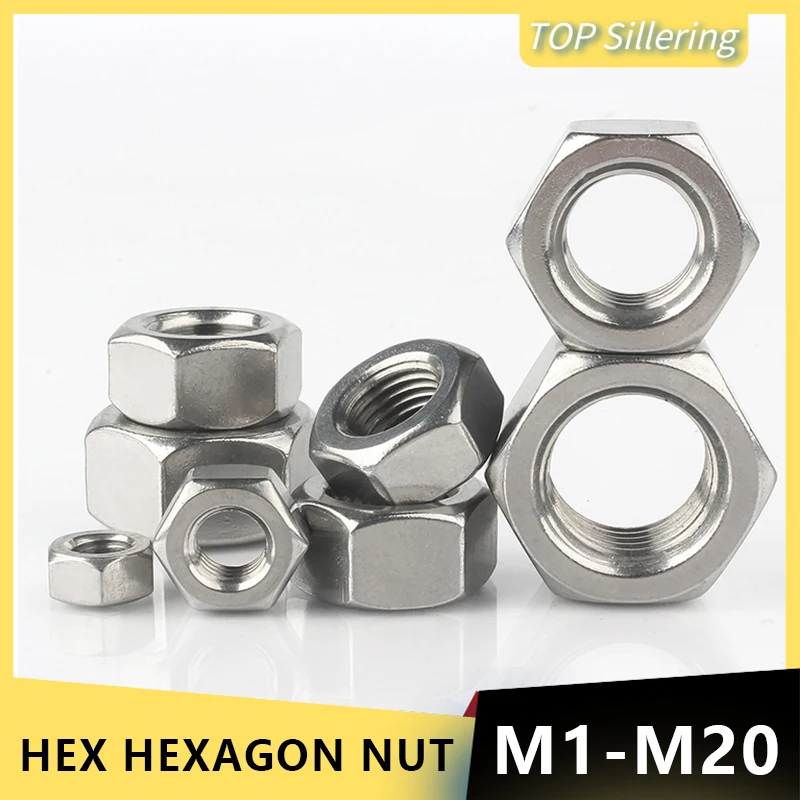 1/2/5/10/25/100pcs 304 Stainless Steel Hex Nuts M1 M1.2 M1.4 M1.6 M2 M2 ...
