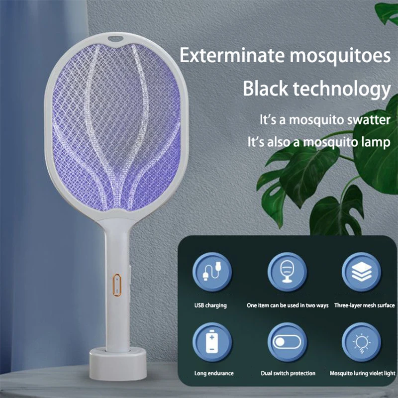 Electric-Shock-Mosquito-Killer-Purple-Light-Trap-Flies-Swatter-USB ...