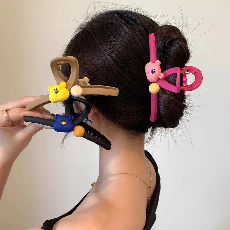 1pc Catching Women's Large Hair Hairpin, Cartoon Bear Shark Clip, New ...