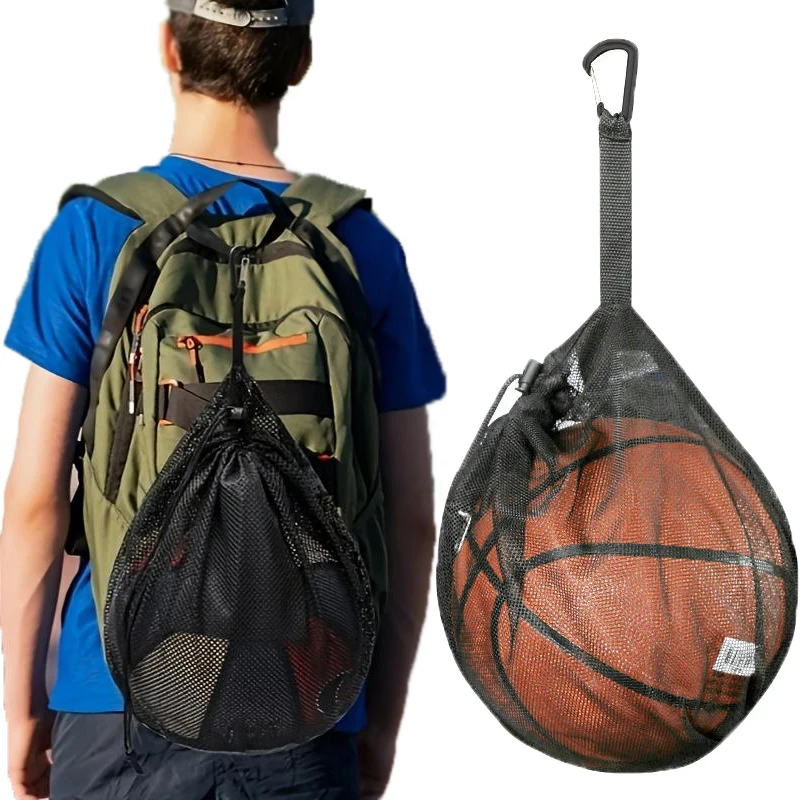 Portable Drawstring Basketball Backpack Mesh Bag Football Soccer ...