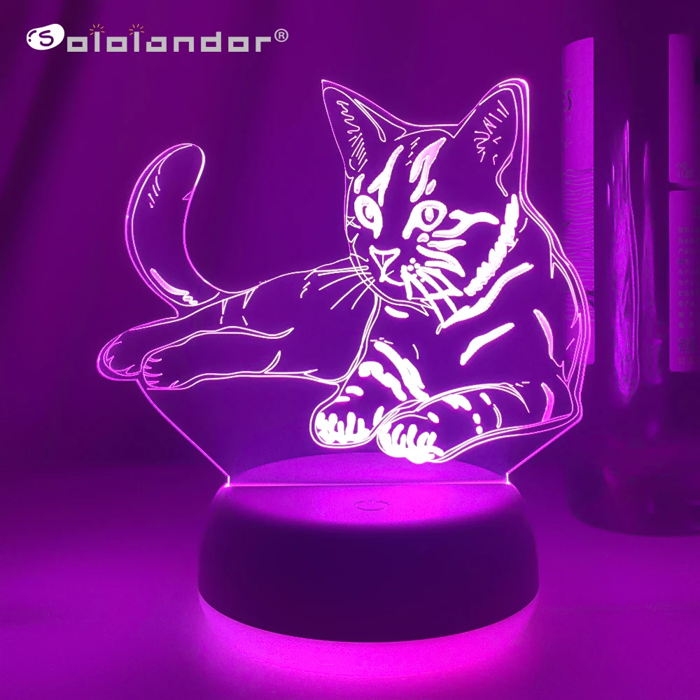 3D-Acrylic-Led-Night-Light-Little-Cat-Figure-Nightlight-for-Kid-Child ...
