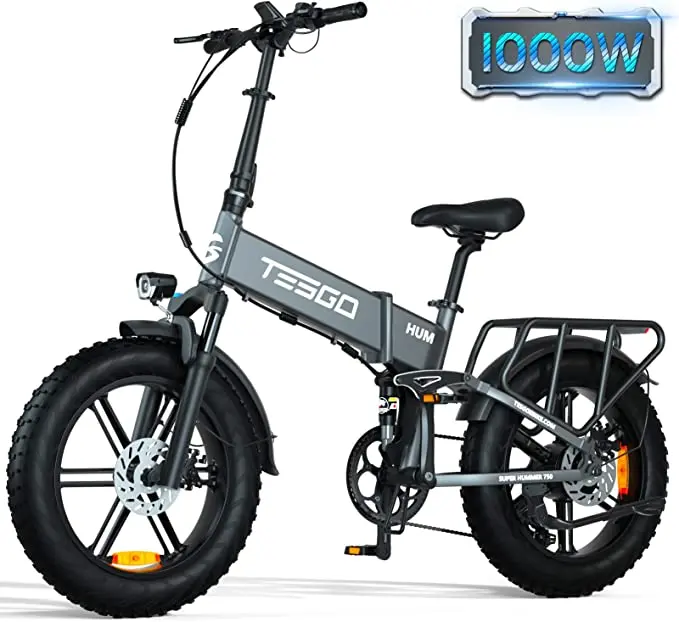 성인용 새로운 1000W 전기 자전거 TESGO Hummer Pro 접이식 전기 자전거 [삼성 48V 17.4AH 8 속도 유압 ...