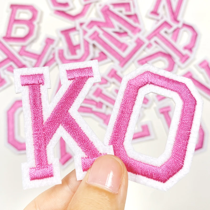 Iron-On-Letters-Pink-Patches-Thermocollant-Stitch-For-Clothing-Puffer ...