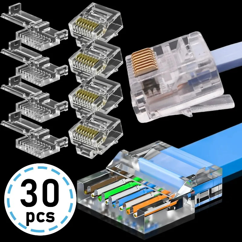 Flache-kurze-RJ-45-ethernet-kabel-modul-stecker-8-p8c-vergoldet ...