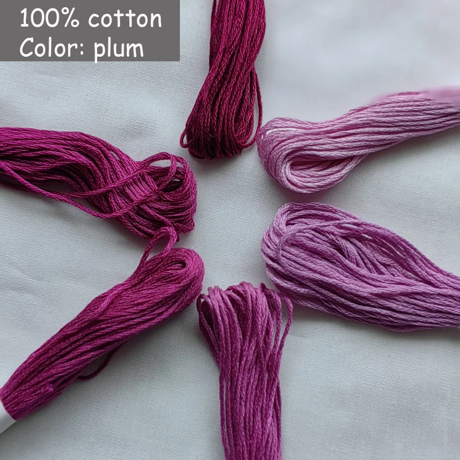 100-Cotton-Cross-Stitch-Embroidery-Thread-Floss-Yarn-Exquisite-Artisan-Threads-Plum-Color-3609 ...