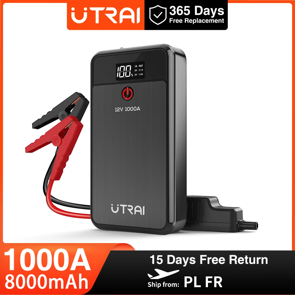 Utrai Car Jump Starter 1000a Battery Charger 8000mah Emergency Power Bank Booster With Led ...