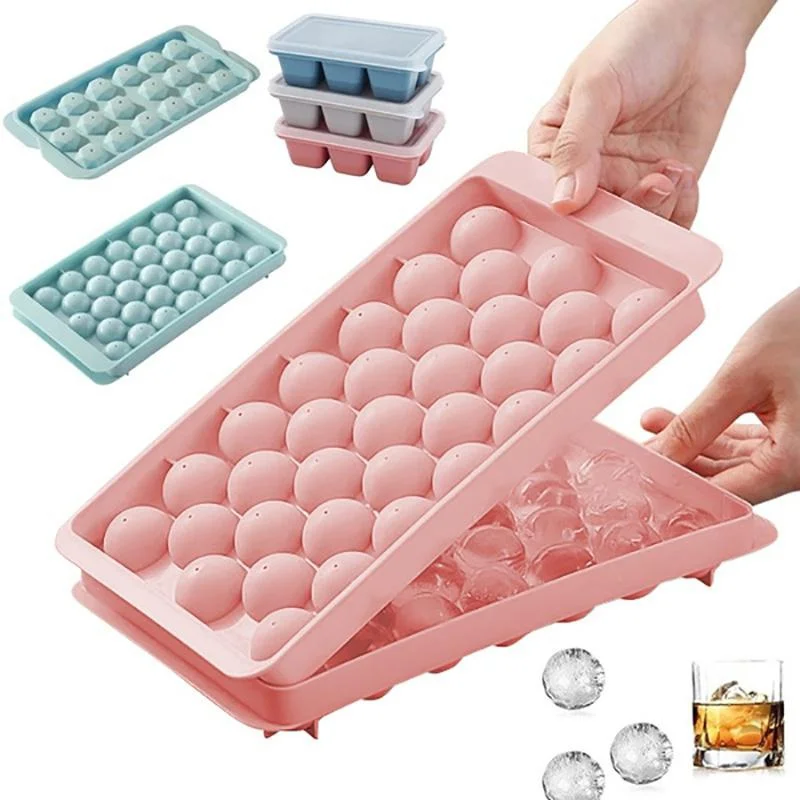 6-18-33-Grids-Reusable-Round-Ice-Cube-Tray-with-Lid-Mini-Ice-Maker-Mold ...