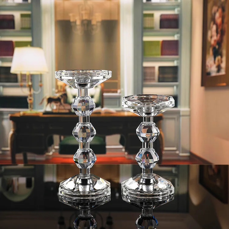 Handmade Crystal Glass Globe Candlestick Decorative Flare Candle Holder ...