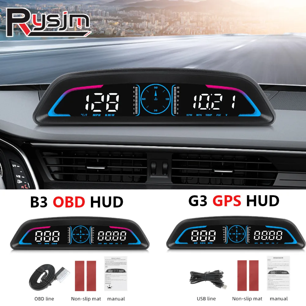 HD-Smart-Car-HUD-GPS-Speedometer-OBD-B3-GPS-G3-Digital-Head-Up-Display ...