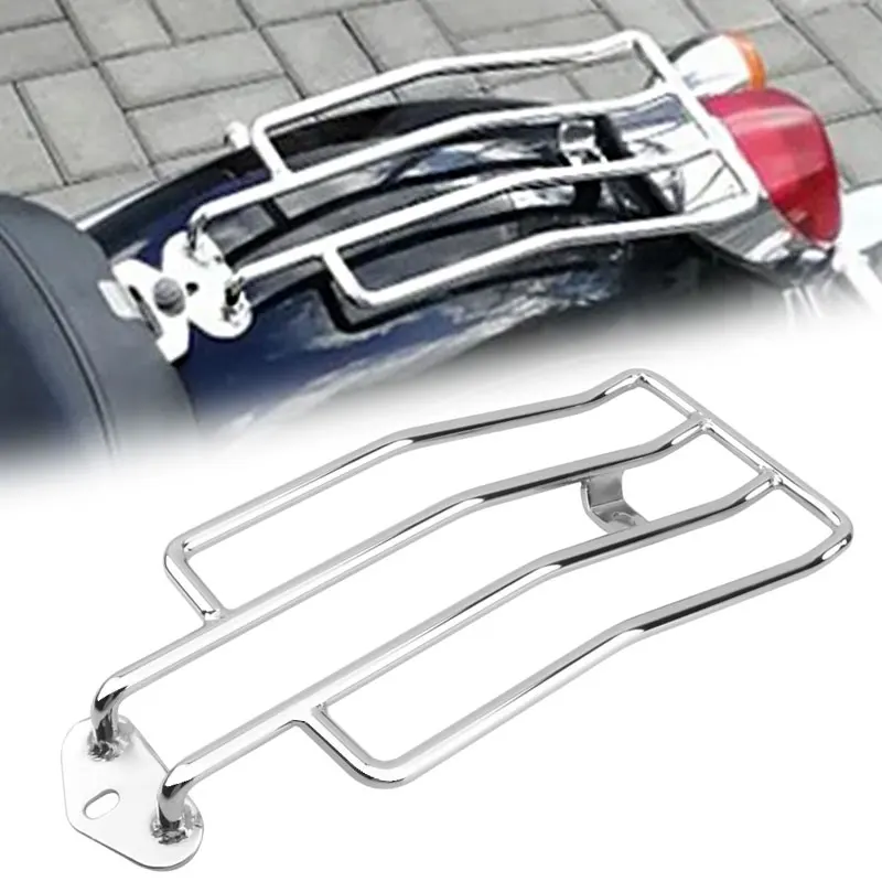 Motorcycle-Chrome-Luggage-Rack-Support-Shelf-Rear-Solo-Seat-For-Harley ...