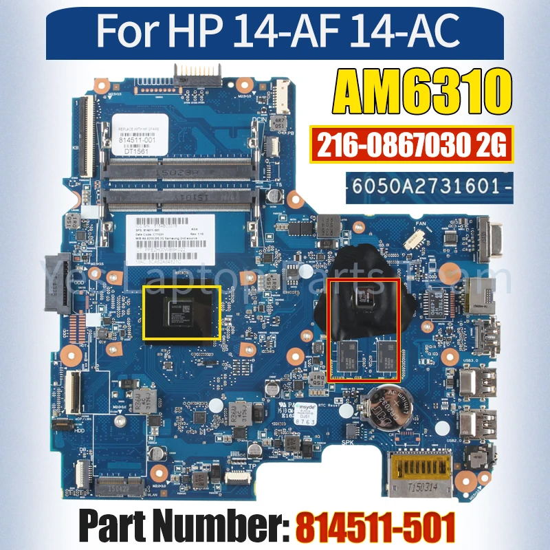 6050A2731601-For-HP-14-AF-245-G4-Laptop-Mainboard-814511-501-AM6310-216 ...
