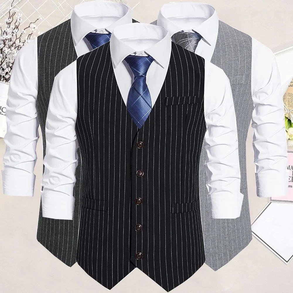 High-Quality-Men-s-Striped-Vest-Slim-Fit-Suit-Vest-Sleeveless-Business ...