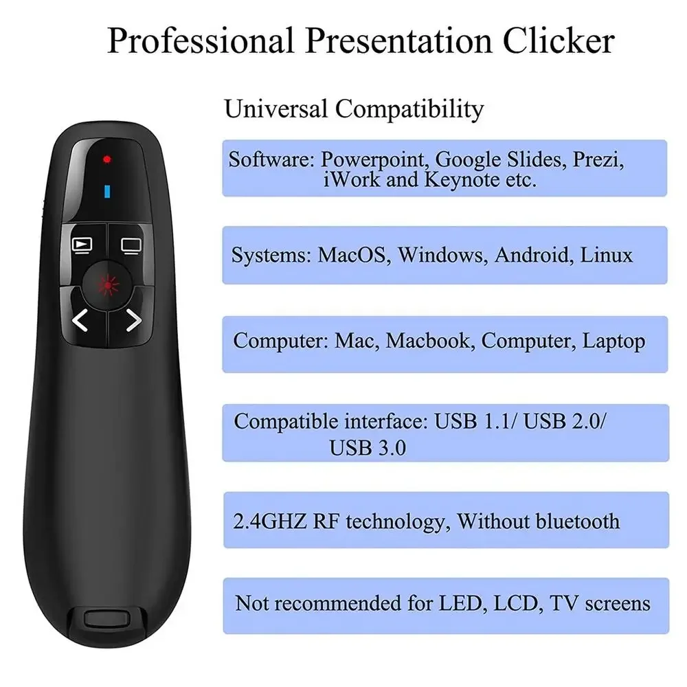 Lazer Pointer HLONK Wireless Presenter, RF 2.4GHz USB And Type-C ...