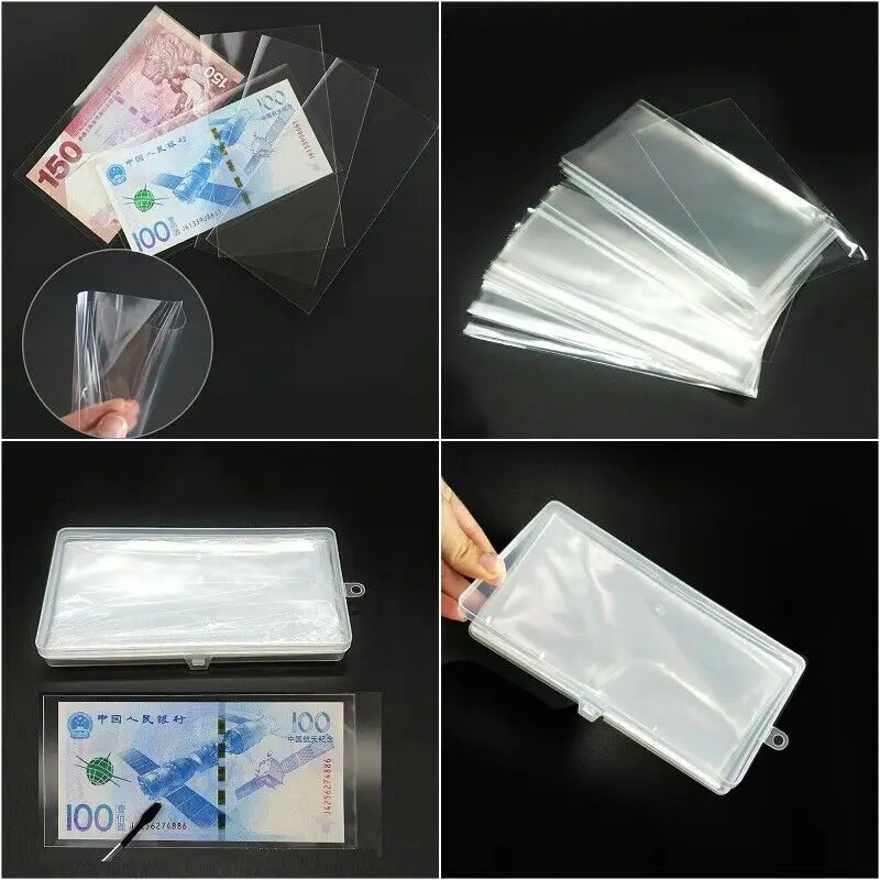 100X-Currency-Sleeves-Paper-Money-Bill-Holder-Banknote-Storage ...