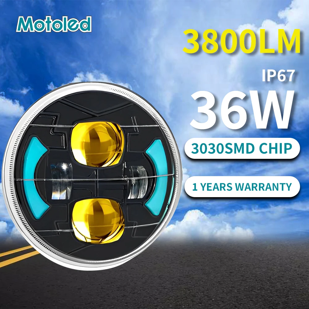 Motoled 5.75 Inch Optical Lens Motorcycle LED Headlamp Bulbs High Low ...