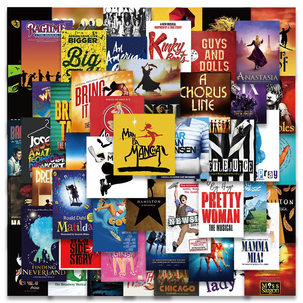 52pcs Classic Musical Drama Mini Posters Graffiti Stickers For Laptop ...