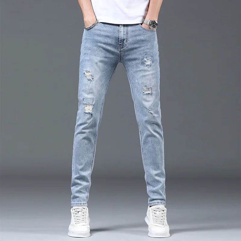 High-quality-Jeans-Spring-and-autumn-trend-brand-stretch-slim-fit-hole ...