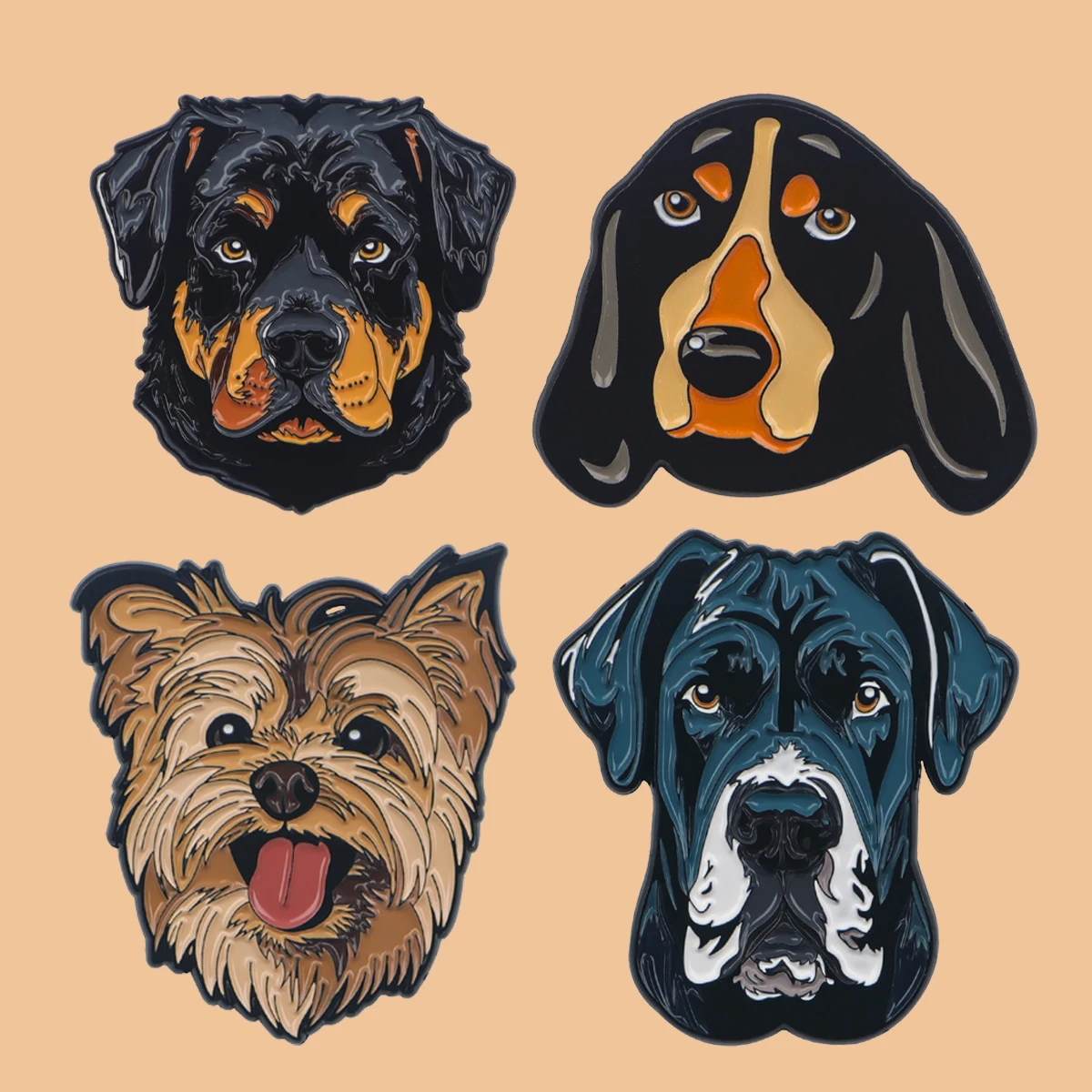 Cute Pet Dogs Pins Cartoon Animals Badge Brooches for Clothing Enamel ...