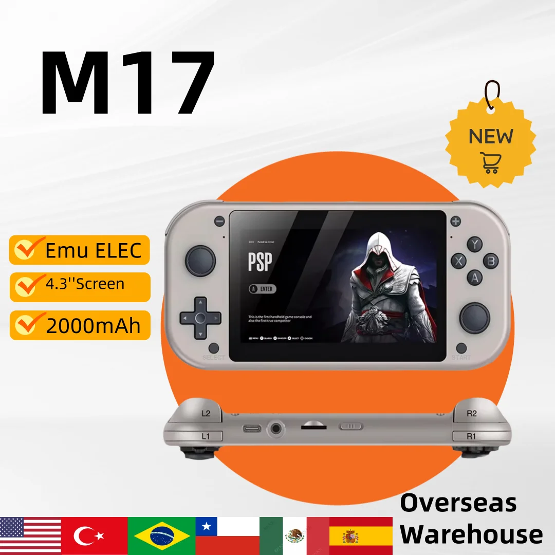 M17 Retro Handheld Game Machine 4.3 Inch IPS Screen Open Source Linux ...