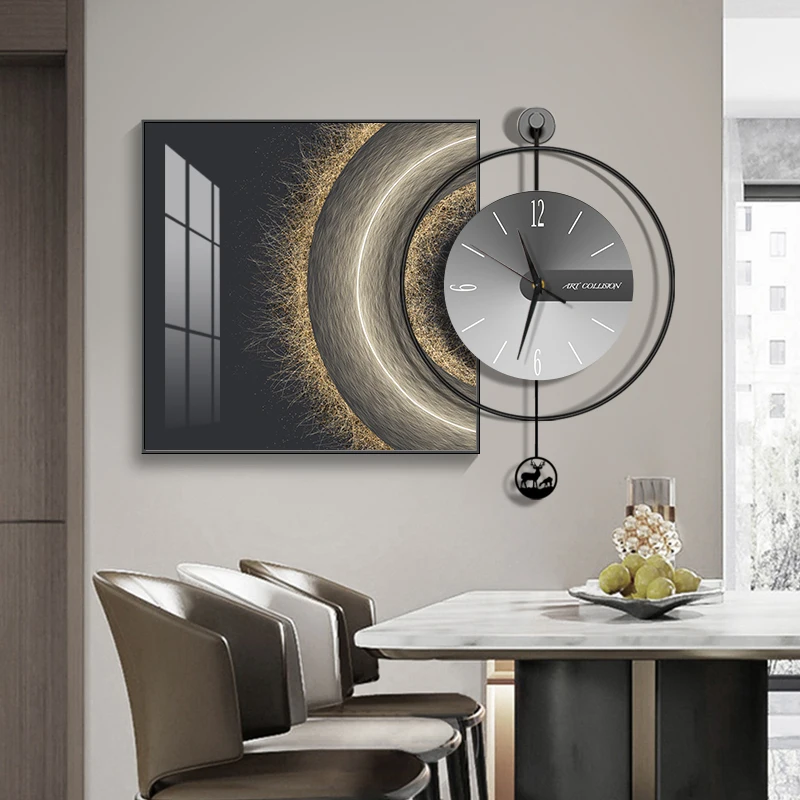 New modern light luxury clock creative wall clock living room home ...