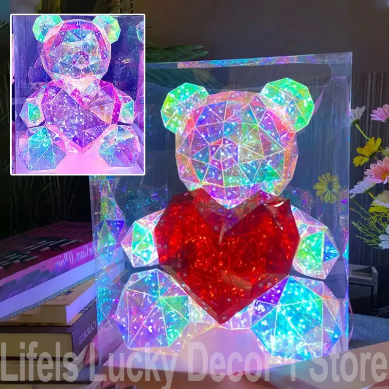Cartoon-Glowing-Teddy-Bear-Doll-LED-Colorful-Bear-Lamp-Party-Home-Decor ...