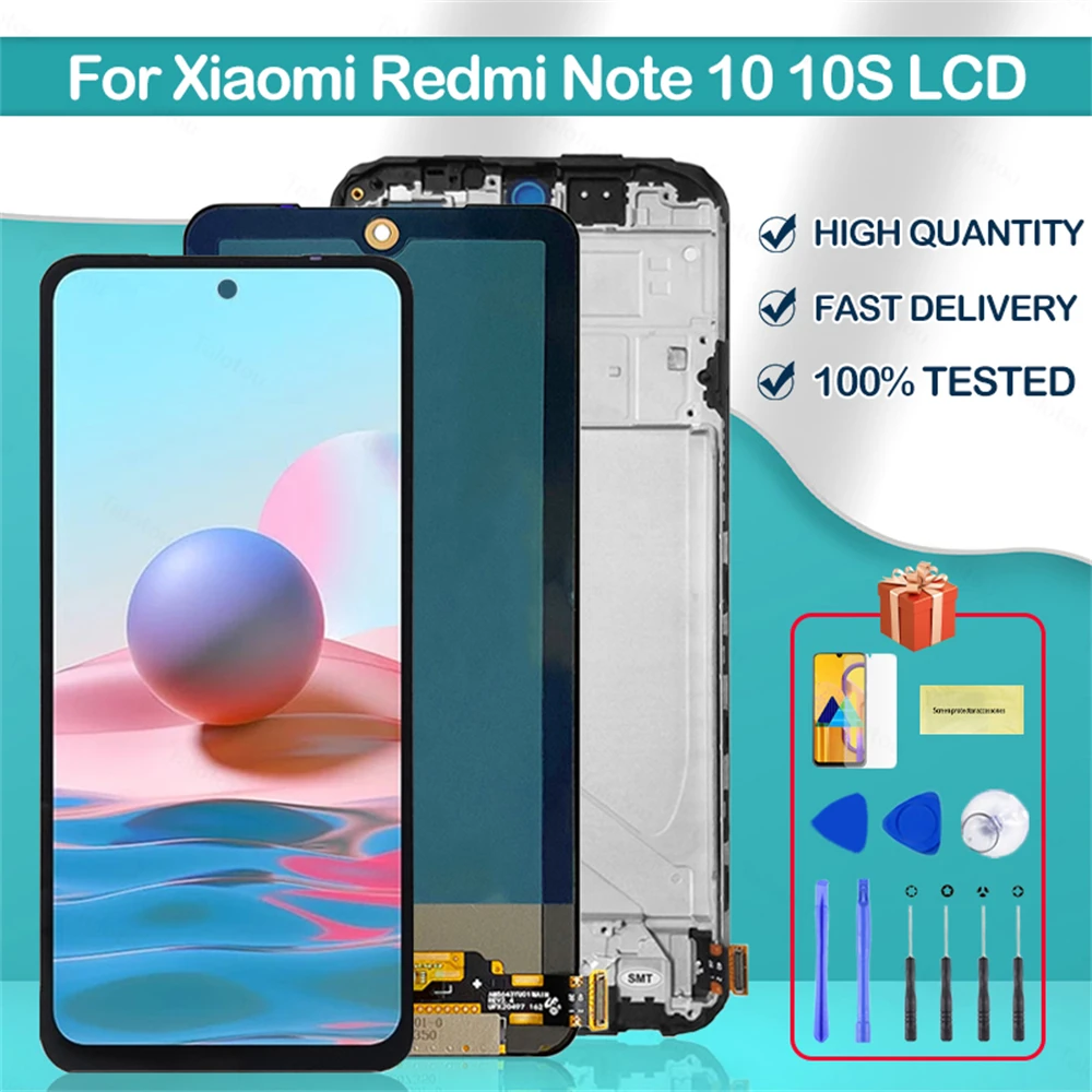 6.43 "amoled para xiaomi redmi nota 10 10s 4g lcd com quadro m2101k7ai m2101k7ag tela de toque ...