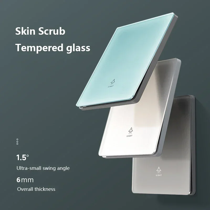 New-Blue-wall-light-switch-General-tempered-crystal-glass-panel-AC-110V ...