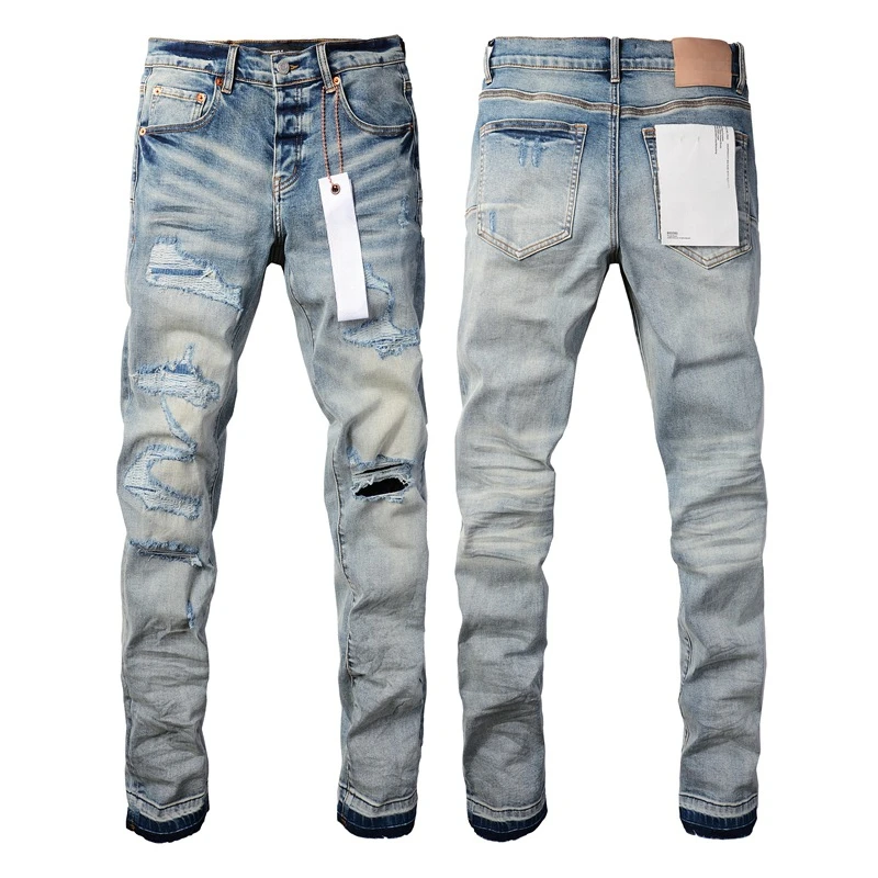 Vintage-Slim-Fit-Ripped-Mid-Rise-Jean-masculino-Destruir-Tinta-Sujo ...
