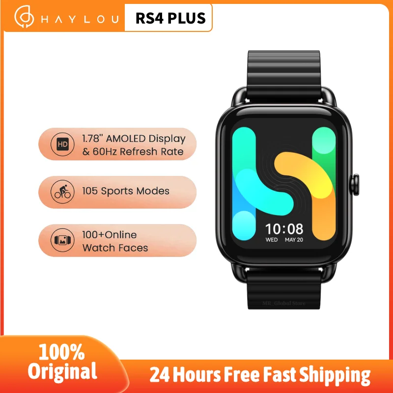 Haylou Rs4 Plus Smartwatch 1.78'' Amoled Display 105 Sports Modes 10 ...