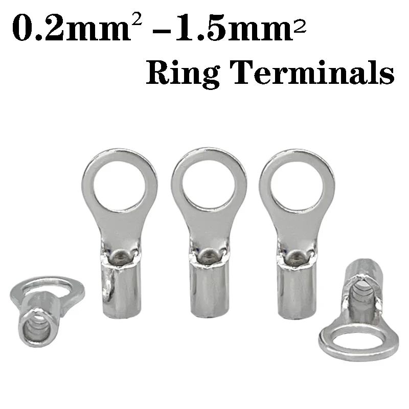 100-1000PCS Non-Insulated Ring Terminal Kit Use For Cable 0.2-1.5mm² ...