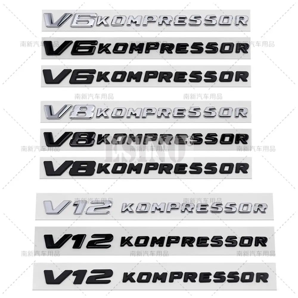 Car-Styling-V6-V8-V12-Kompressor-3D-ABS-Chrome-Emblem-Car-Badge-Sticker ...