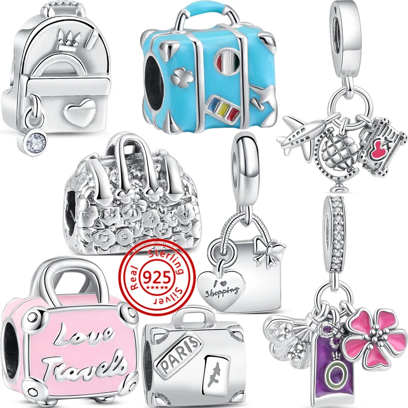 New 925 Silver Suitcases Handbags Backpacks Shopping Bags Pendant ...