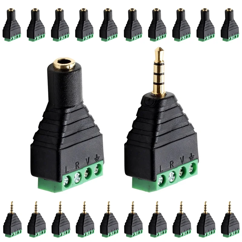 5-20-100PCS-4-Pole-3-5mm-Stereo-AV-Balun-Terminal-Block-Female-Jack ...