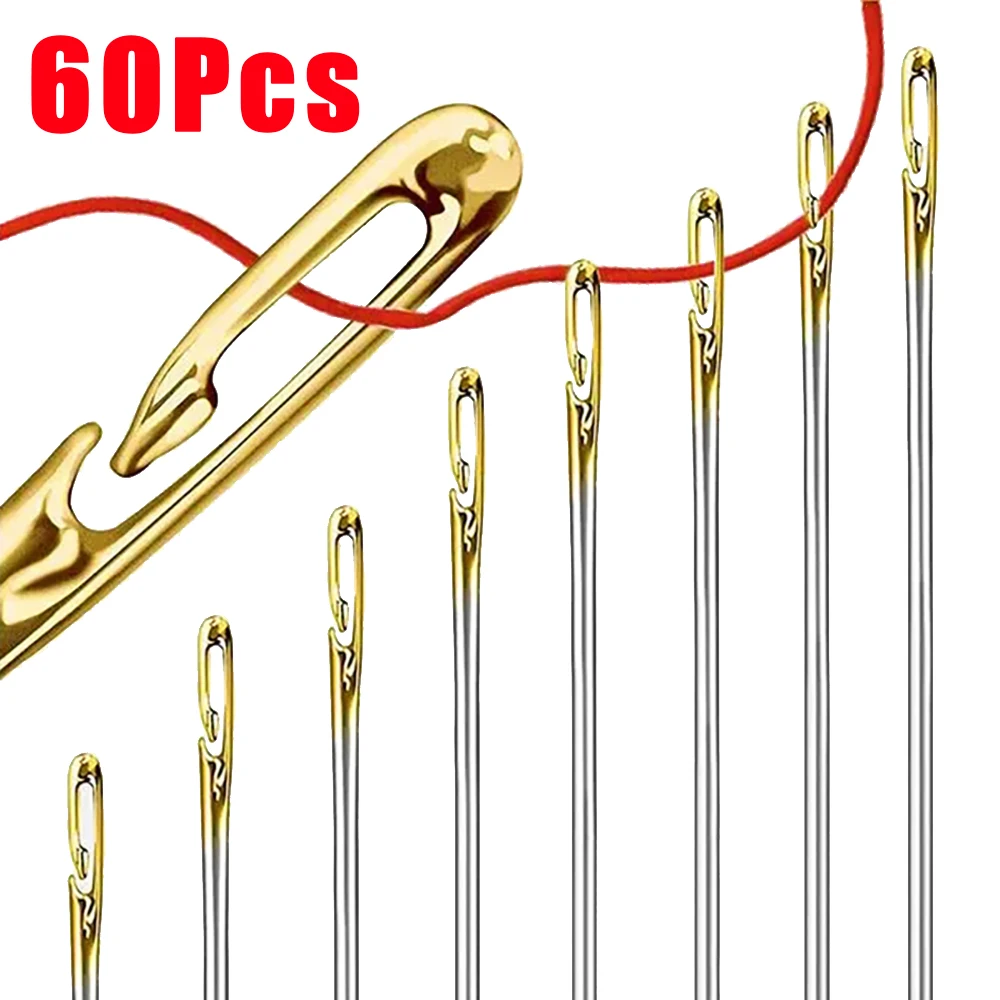 60-12Pcs-Stainless-Steel-Sewing-Needles-Side-Hole-Hand-Sewing-Needles ...