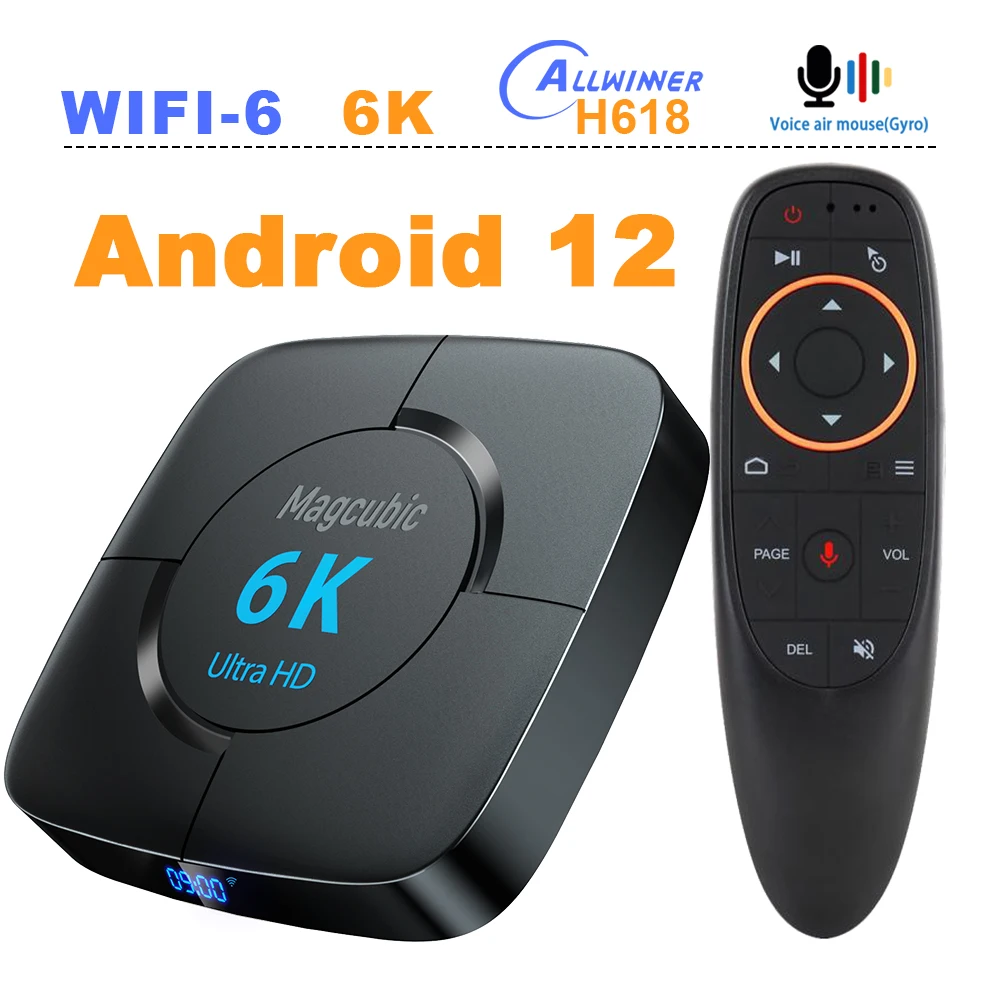 Magcubic Receptor Android 12 TV Box, 2.4G, 5.8G, WiFi 6, 16G, 32G, 64G ...
