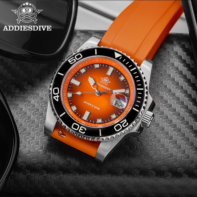 ADDIESDIVE 41mm Diver Watch Fashion Gradient Color Rotatable Bezel ...