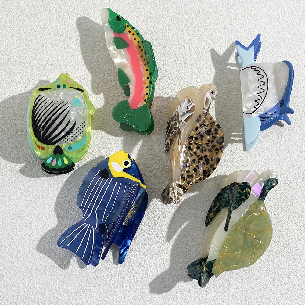 Creative-Funny-Acetate-Tortoise-Sturgeon-Fish-Shark-Hairpin-Oversize ...