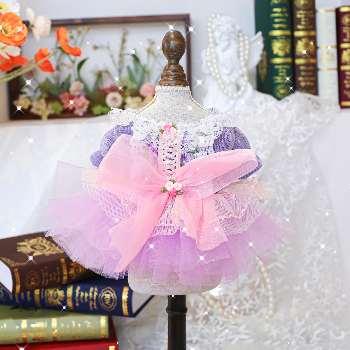 Pet Clothes Dog Cat Cute Romantic Purple Pepe Princess Wedding Dress ...