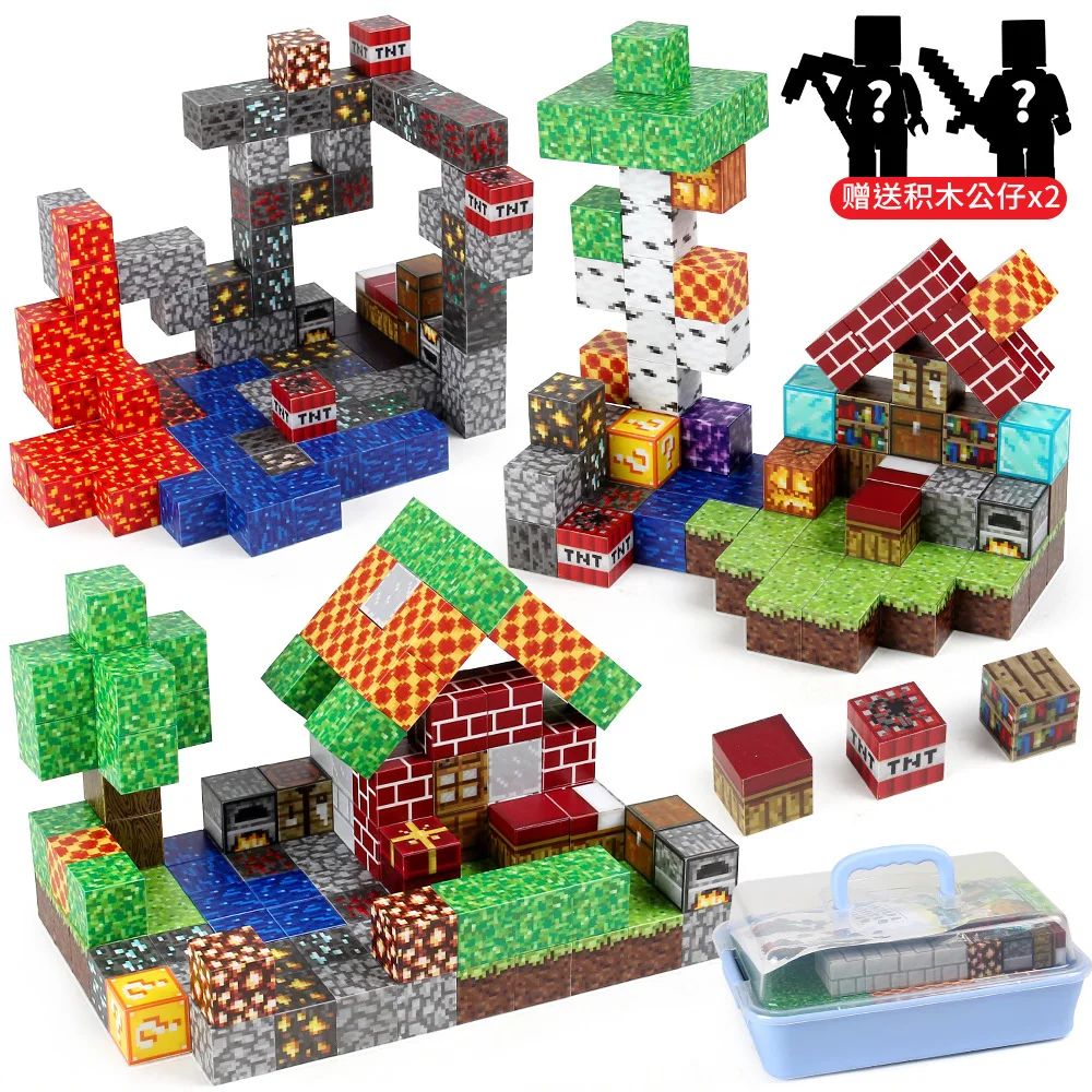 Magnetic Building Blocks Mine Magnet World Set Toys STEM Stacking Cubes ...