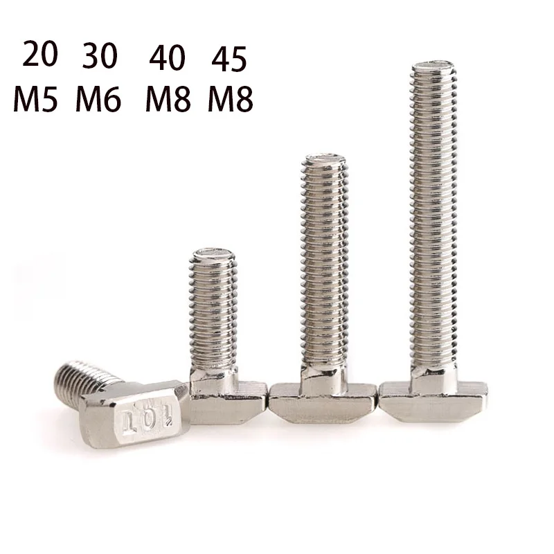 10pcs M5 M6 M8 Hammer Head T Bolt Screw Eu Standard 20 30 40 45 T-slot Bolts T-type Nuts Special ...