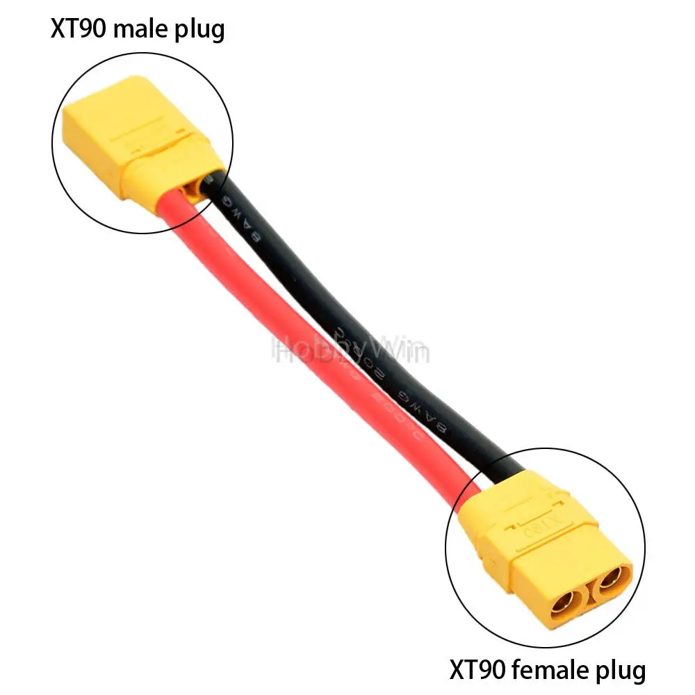 XT90 plug Extension Cable 8awg Wire 1 Female +1 Male for RC Truck Airplane Racing Boat ...